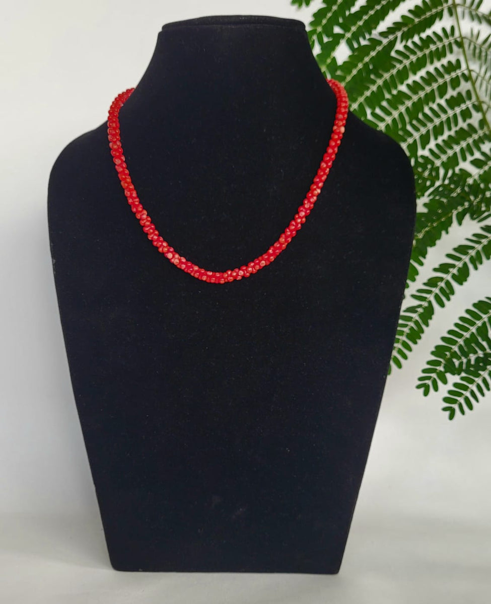 Thailand Moonga Coral Single Line Necklace | Gemzlane